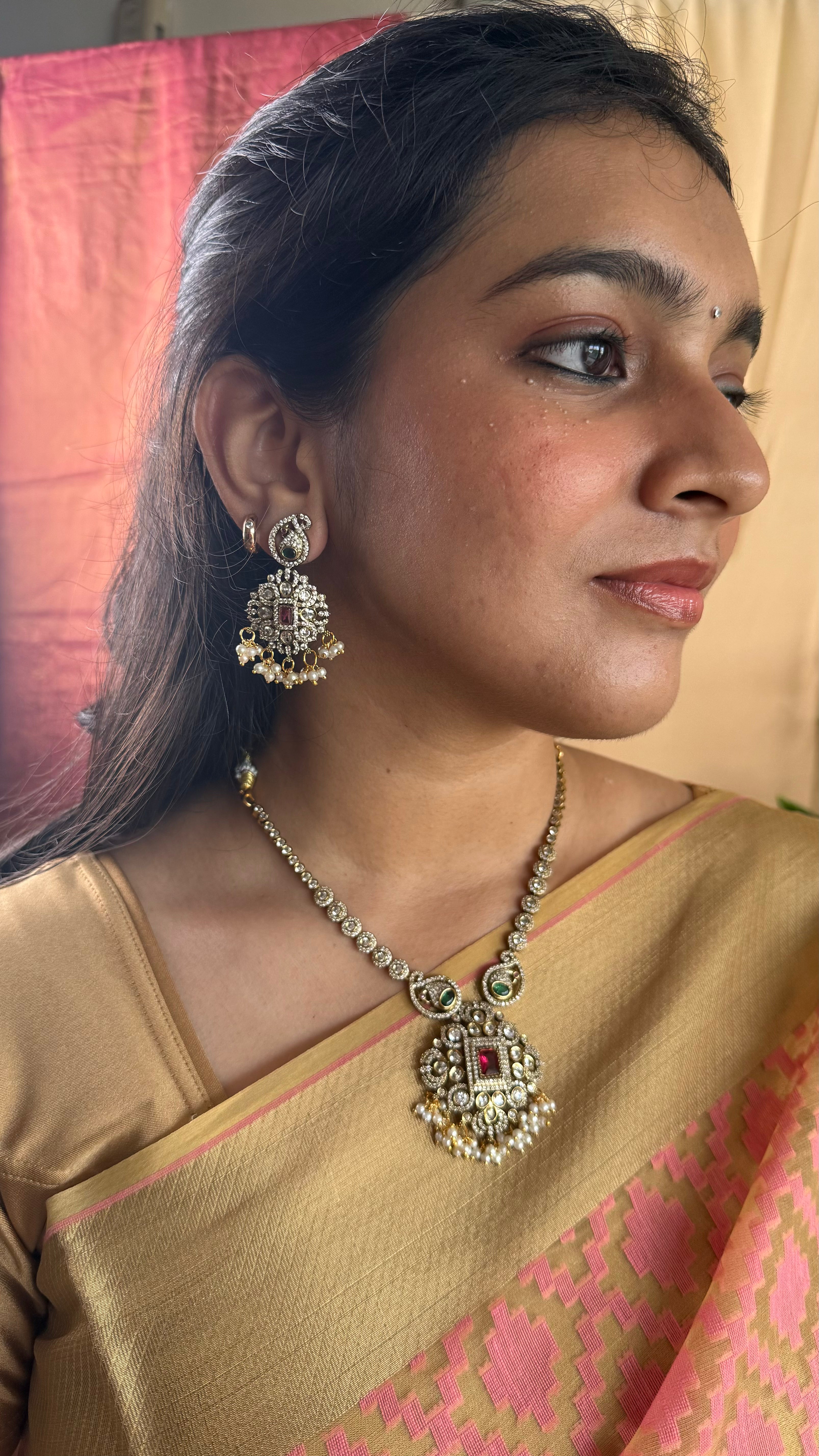 Deeksha - AD Peacock Interchangeable Necklace - Kattam
