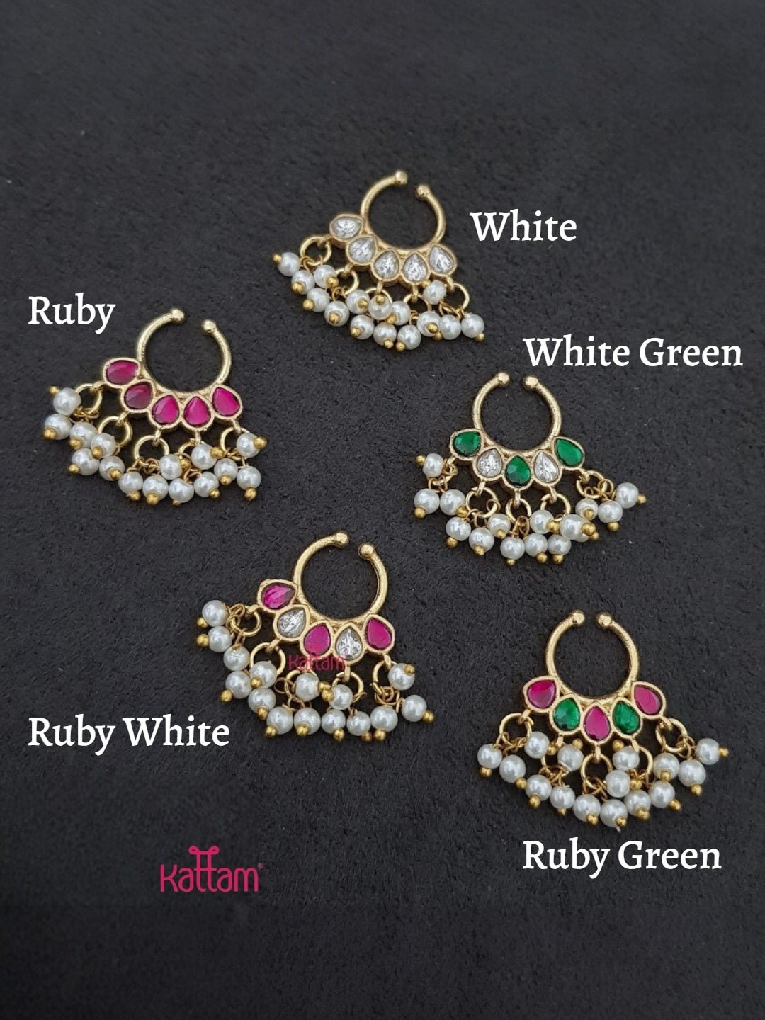 Chandbali - Septum Ruby Nose Pin - Kattam