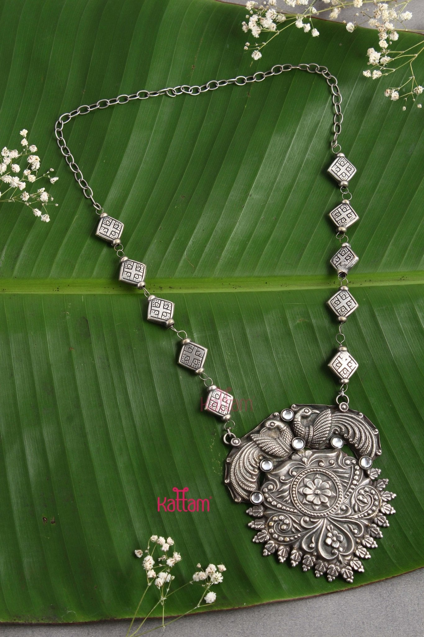 Designer Oxidised Silver Chain - Design 6 - Kattam