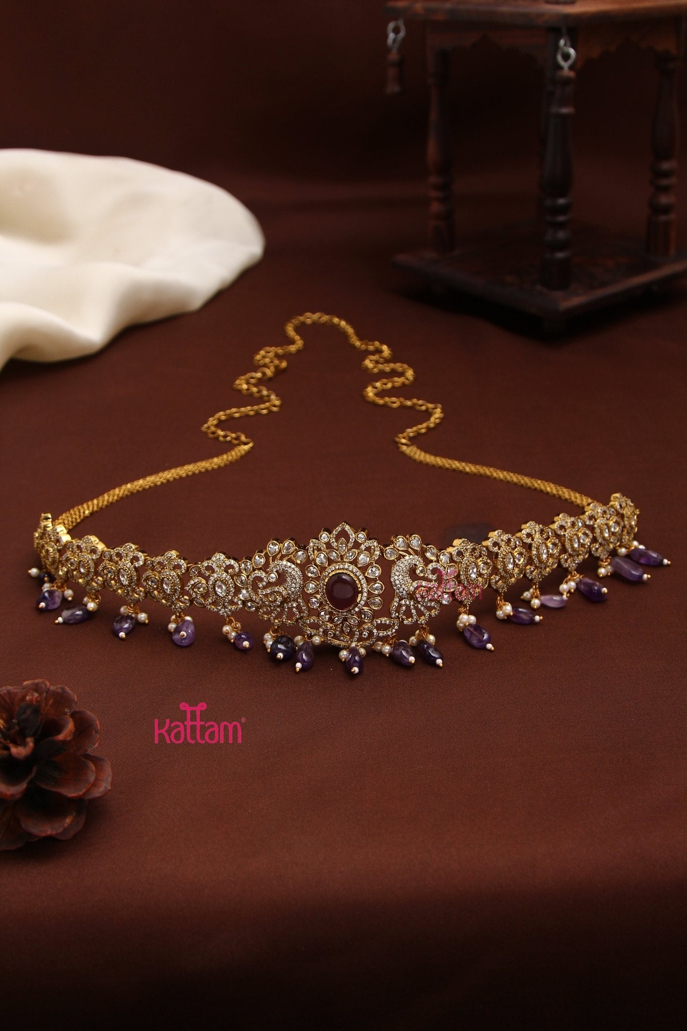 Mabel - Victorian Peacock Purple Hipchain - Kattam