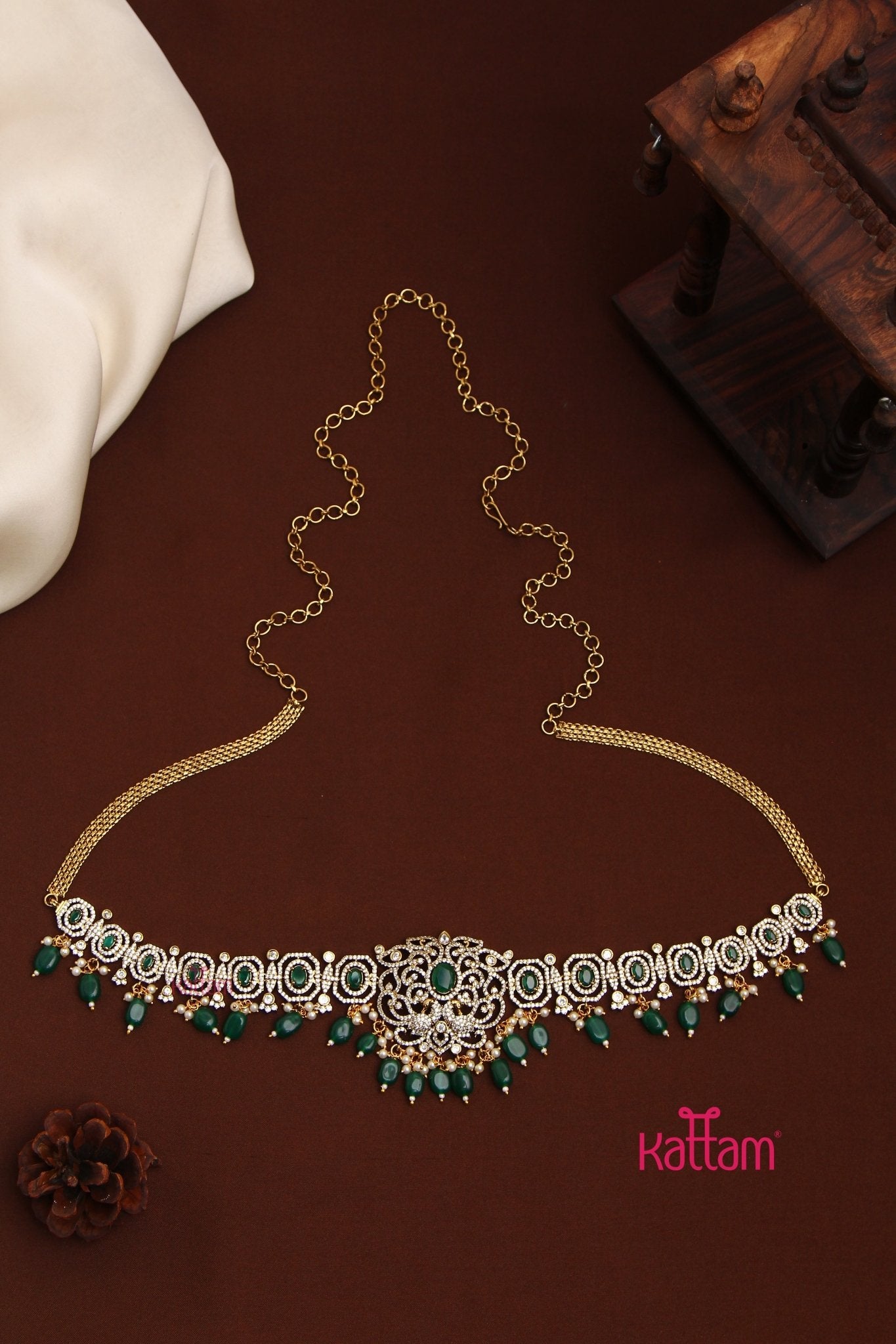 Myla - Victorian Motif Green Hipchain - Kattam