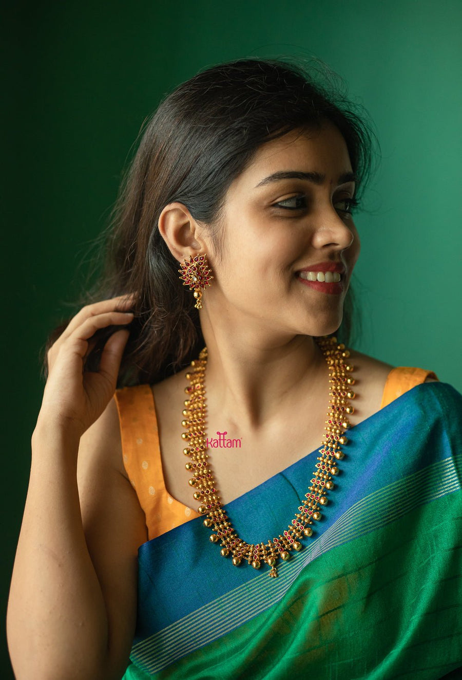 Myraa- Gold lookalike Kemp Bridal Haram Set - Kattam