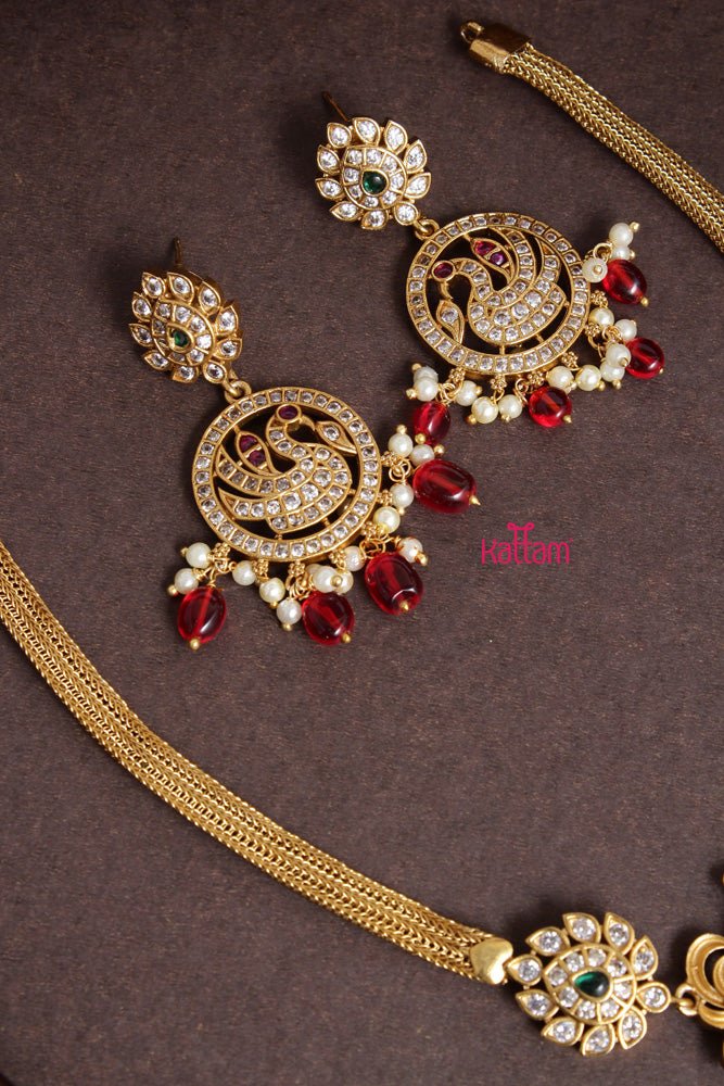 Swarnam - Peacock Necklace Set - Kattam